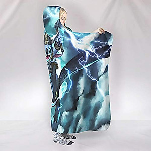 Zerosubsidi Stitch Toothless Viking Hoodie Blanket Throw Comfortable Wrap Wearable Blanket for Children Boys Girls Adults White 60x80 inch