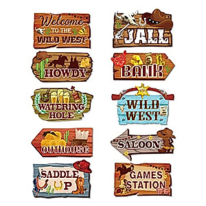 Western Party Directional Sign Cowboy Porch Sign Cowboy Banner Hanging Decoration Western Cowboy Theme Wild West Party Large Yard Indoor/Outdoor Western Cowboy Decoration Party Decorations