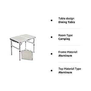RedSwing Small Folding Table Portable 2 Feet, Small Foldable Table Adjustable Height, Lightweight Aluminum Camping Table, 15.7 in x 23.6 in x 19 in