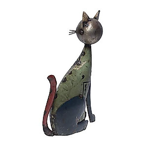 De Kulture Handcrafted Recycled Iron Big Cat Decorative Collectible Figurine Showpiece Beautify Home Office Easter Décor| Ideal for Garden Balcony Terrace Decoration, 9.5X3.5X14 LWH Inches