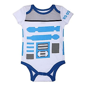 STAR WARS Boys’ Roleplay Short Sleeve Bodysuit for Newborn and Infant – White or Brown or Black