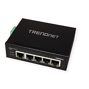 TRENDnet 5-Port Hardened Industrial Gigabit DIN-Rail Switch, 10 Gbps Switching Capacity, IP30 Rated Network Switch (-40 to 167 ºF),Black,TI-G50 & 60 W Single Output Industrial DIN-Rail Power Supply