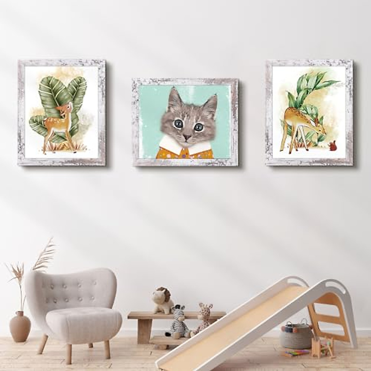 Frametory, 16x20 Poster Frame White Distressed Grain Style Frames for 16 by 20 Picture or Photo- Wide Moulding Design with Real Glass - Wall Display Hanging(2 Pack)