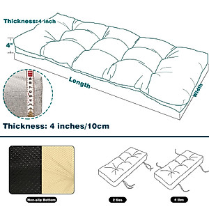 Custom Tufted Bench Cushions,Non Slip Memory Foam Bench Cushion for Indoor Furniture,4 inches Thick Outdoor Swing seat Cushions,Water Resistant Bench Pillows Pads for Piano Garden