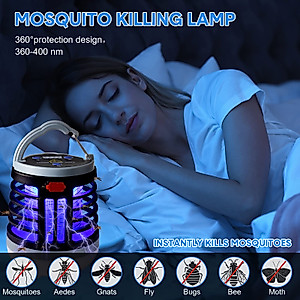 2 Pack 3 in 1 Bug Zapper USB Rechargeable Mosquito Killer Portable Waterproof Mosquito Repellent Outdoor Indoor LED Lantern Bug Zapper Camp Light SOS Emergency Light for Home, Backyard, Patio (Black)