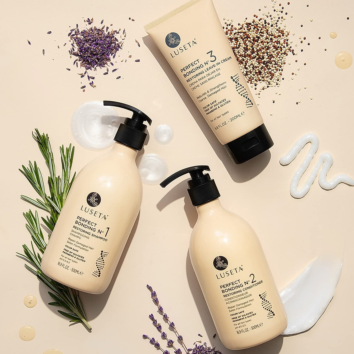 Luseta Salon Shampoo and Conditioner Set with Rosemary Oil, Acidic Bonding, Shampoo and Conditioner Sulfate Free for Women Hair Care, Repair Routine Shampoo and Conditioner for Hair Loss 2x16.9 oz