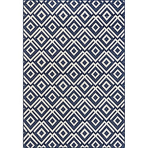 nuLOOM Jayne Geometric Diamond Indoor/Outdoor Area Rug, 8' x 10', Navy