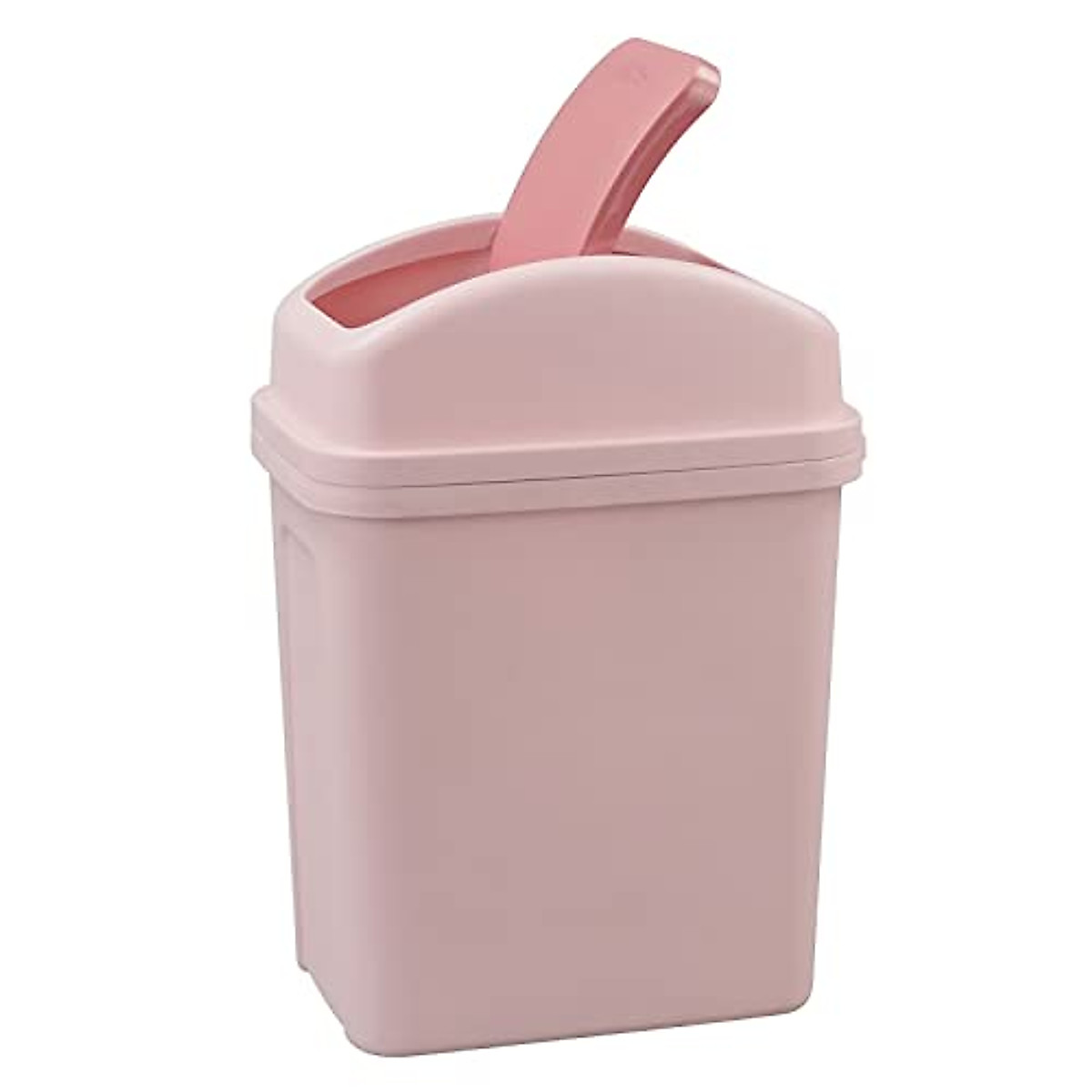 Zopnny Plastic Swing Lid Trash Can, Garbage Can with Swing-top Lid, 1-Pack, Pink