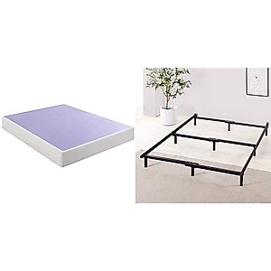 Zinus Edgar 8 Inch Wood Box Spring/Mattress Foundation/Sturdy Wood Structure/High Profile/Easy Assembly, Queen & Compack Metal Bed Frame / 7 Inch Support for Box Spring and Mattress