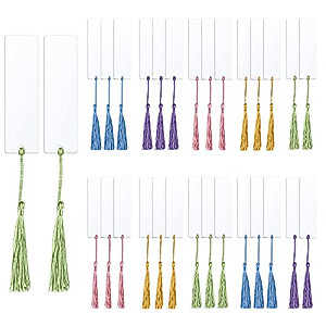Bekecidi 30 Pcs Blank Acrylic Bookmark Clear Bookmarks with Hole DIY Blank Bookmarks with 30pcs Multicolor Tassel for Readers Teachers Students Birthday Gift (12 x 3.2cm)