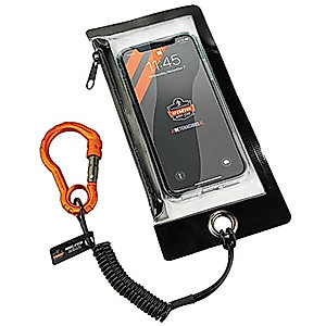 Coil Tool Lanyard with Loop End and Carabiner, Tool Weight Capacity 2 lbs, Ergodyne Squids 3156 , Black