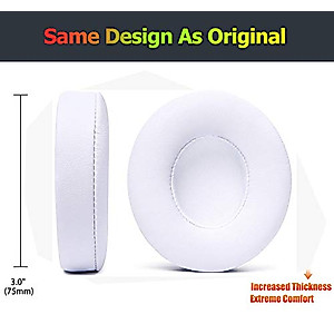 Beats Solo 3 Wireless Ear Pads Replacement, BUTIAO Protein Leather Memory Foam Headphone Earpads Ear Cushion Pad for Beats by Dre Solo 3 Wireless & Solo 2 Wireless Over Ear Headsets (White)