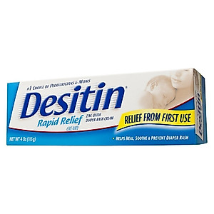 DESITIN Rapid Relief Zinc Oxide Diaper Rash Cream 4 oz ( Pack of 6)