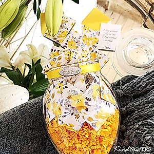 KindNotes Glass Keepsake Gift Jar with Positive Thoughts - Morning Sunshine Design
