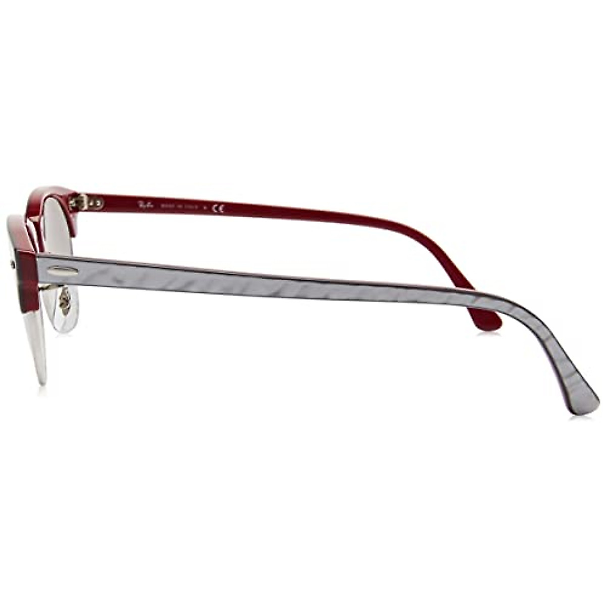 Ray-Ban Rb3946 Clubmaster Oval Sunglasses, Wrinkled Grey On Bordeaux/Clear Gradient Grey, 52 mm