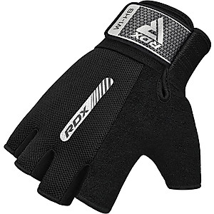 RDX Weight Lifting Gloves Gym Fitness Workout, Anti Slip Padded Full Palm Protection, Ultra Ventilated, Bodybuilding Strength Training HIIT WOD Exercise, Half Finger Men Women Cycling Rowing Climbing