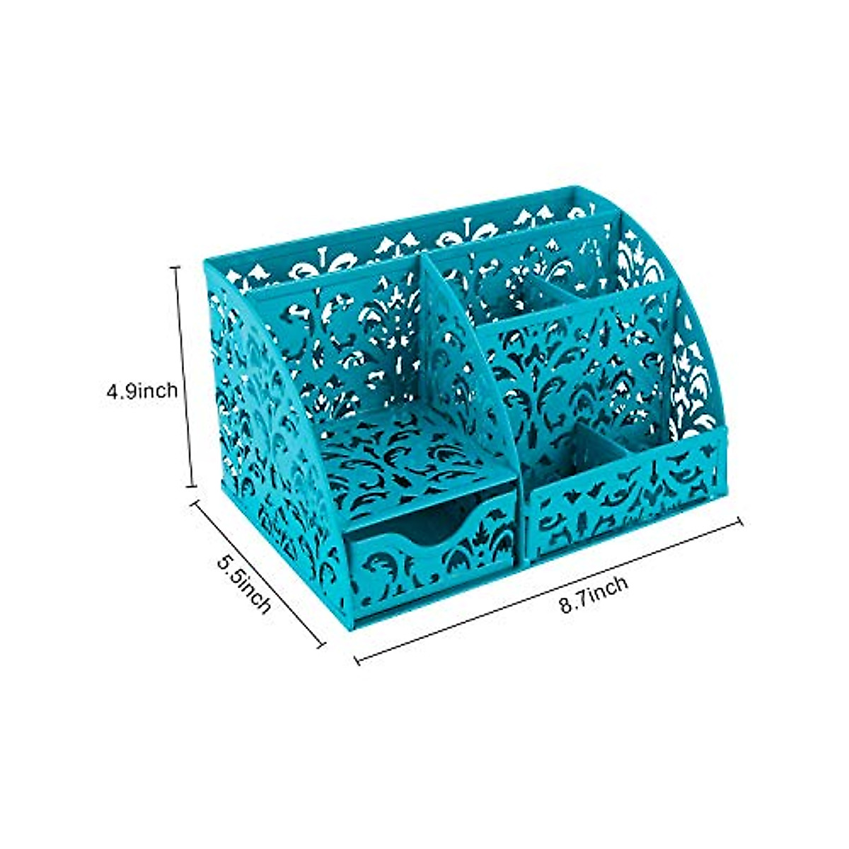 EasyPAG Desk Organizer Caddy with 6 Compartments and 1 Sliding Drawer Desktop Accessories Office Supplies Holder for Home School Classroom,Dark Teal