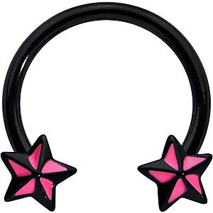 Body Candy 14 Gauge Black Pink Nautical Star Horseshoe Circular Barbell 9/16"
