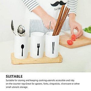 Kichvoe Cutlery Holder Drain Chopsticks Holder With Base Tool Holder White Pp Plastic Silverware Holders