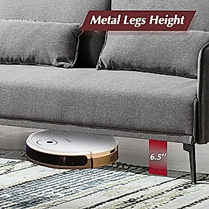 Upholstered Modern Loveseat Sofa Couch, Mini Couch with 2 Pillows and Metal Legs, 58" W Fabric Comfy Couches Furniture for Living Room, Bedroom, Compact Small Space, Apartment, Office (Grey)