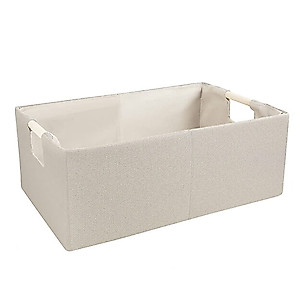 Storage Basket Wood Handle Fabric Foldable Table Top Storage Box Clothes, Underwear, Sundries Storage Basket Book Storage Basket Rectangular
