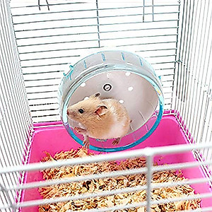 4.7 Inches Small Size Silent Hamster Wheel, Hamster Toys for Small Hamster Cage, Super Mute Spinner Exercise Running Wheel for Hamsters, Gerbils, or Mice (Blue)