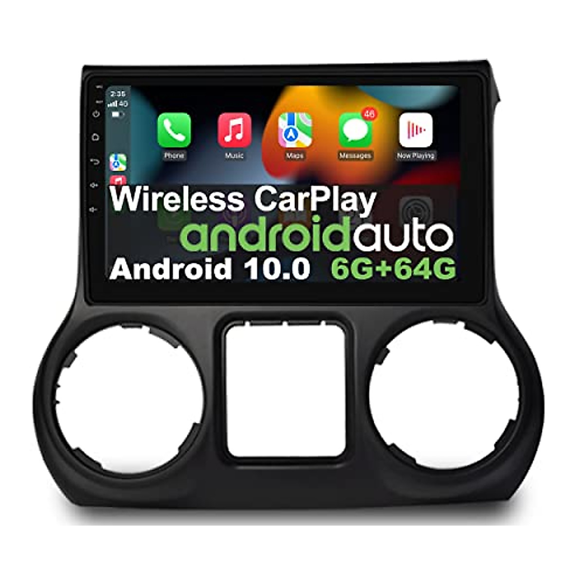 IYING 6G+64G Android Car Stereo for Jeep Wrangler 2011 2012 2013 2014 Wireless CarPlay Wireless Android Auto 10.1 Inch Car Radio QLED Touch Screen AM/FM WiFi Dual Bluetooth GPS Navigation Headunit