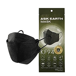 Letusto Ask Earth KF94 Face Masks 4 Layer Protection Safety Mask with 3D Design for Maximum Protection… (50, Black)