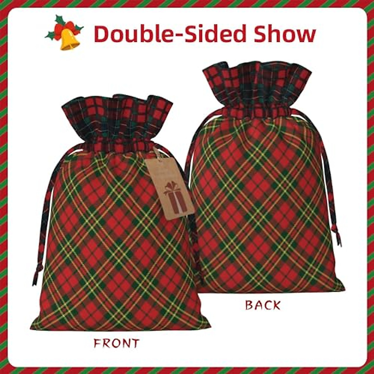 Fubido Zombie Halloween Theme,Christmas Gift Bags Drawstring Fabric Gift Bags,Dead Man Walking in Danger Scary Scene,Reusable Fabric Xmas Favor Bags Holiday Wrapping Biscuit Presents,Red Sepia,S