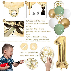 30th Birthday Decorations for Women Men, Happy 30th Birthday Banner with Birthday Cake Topper Number 30 Foil Balloon Sage Green White Gold Birthday Balloons for 30 Year Old Birthday Party Decoration