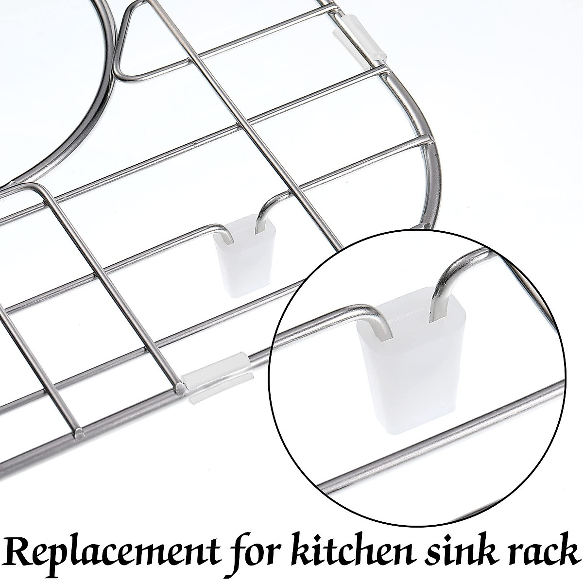 Romooa 40 Pieces Hard Rubber Feet for Sink Grid Sink Protecter Rubber Grid Kitchen Sink Wire Protective Rack Feet Grate Rubber Wire Bumper Replacement Protector Parts for Kitchen Rack (White)