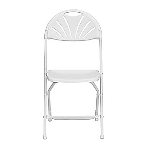 Flash Furniture HERCULES Series 650 lb. Capacity White Plastic Fan Back Folding Chair