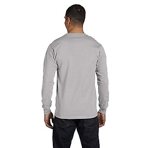 Hanes Men's Essentials Long Sleeve T-shirt Value Pack (2-pack), Light Steel,Medium