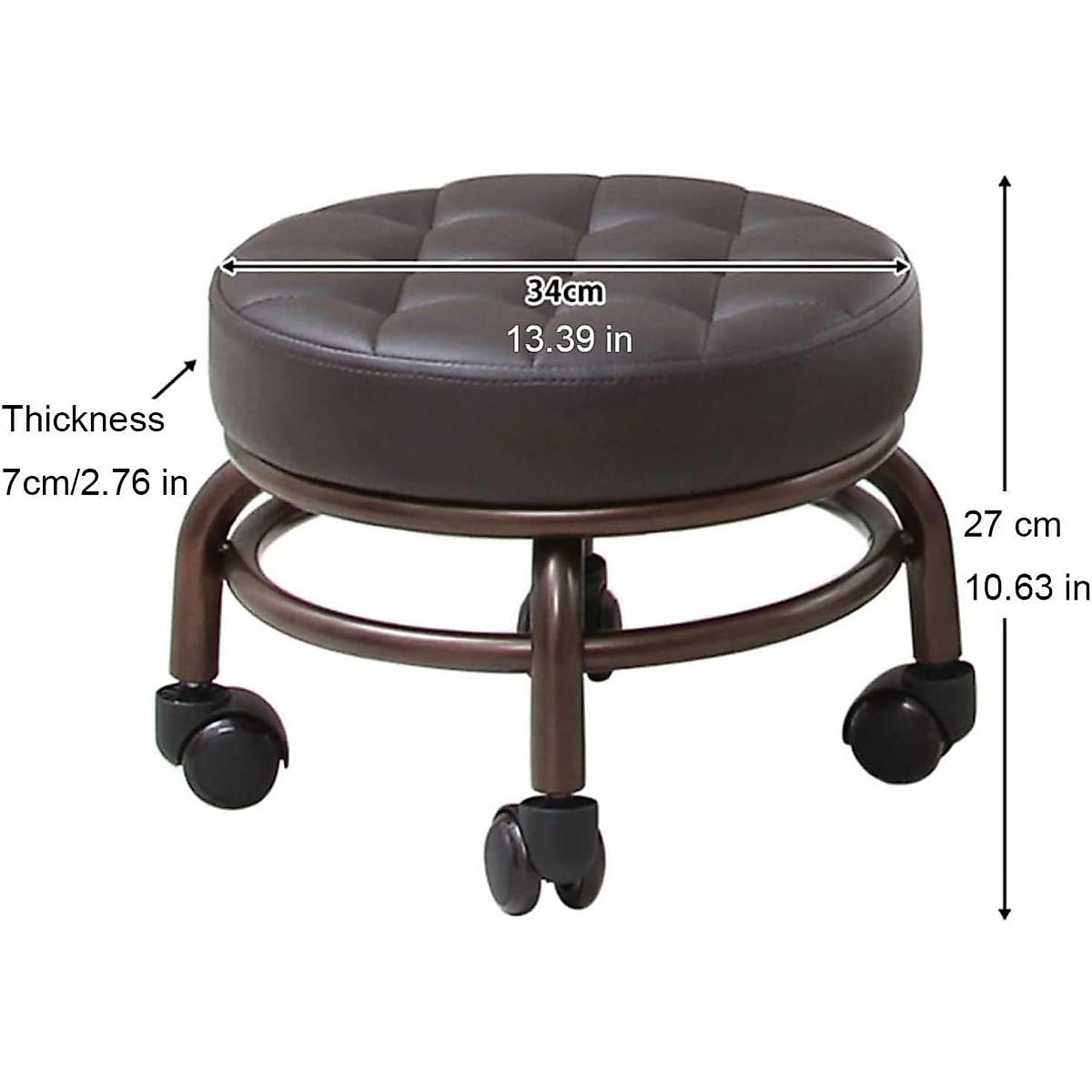 Elitzia Pedicure Foot Stool Beauty Salon SPA Foot Bath Footstool Two Colors Optional Thick Support Seat Quality Wheels ET28499 Brown Colour