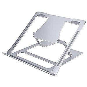 Coomaxx Adjustable Laptop Stand for Desk, Ergonomic Aluminum Computer Stand, Riser Notebook Holder Stand Compatible for MacBook, Air, Pro, Dell XPS, HP, Samsung, Lenovo More 10-17" Laptops(Silver)