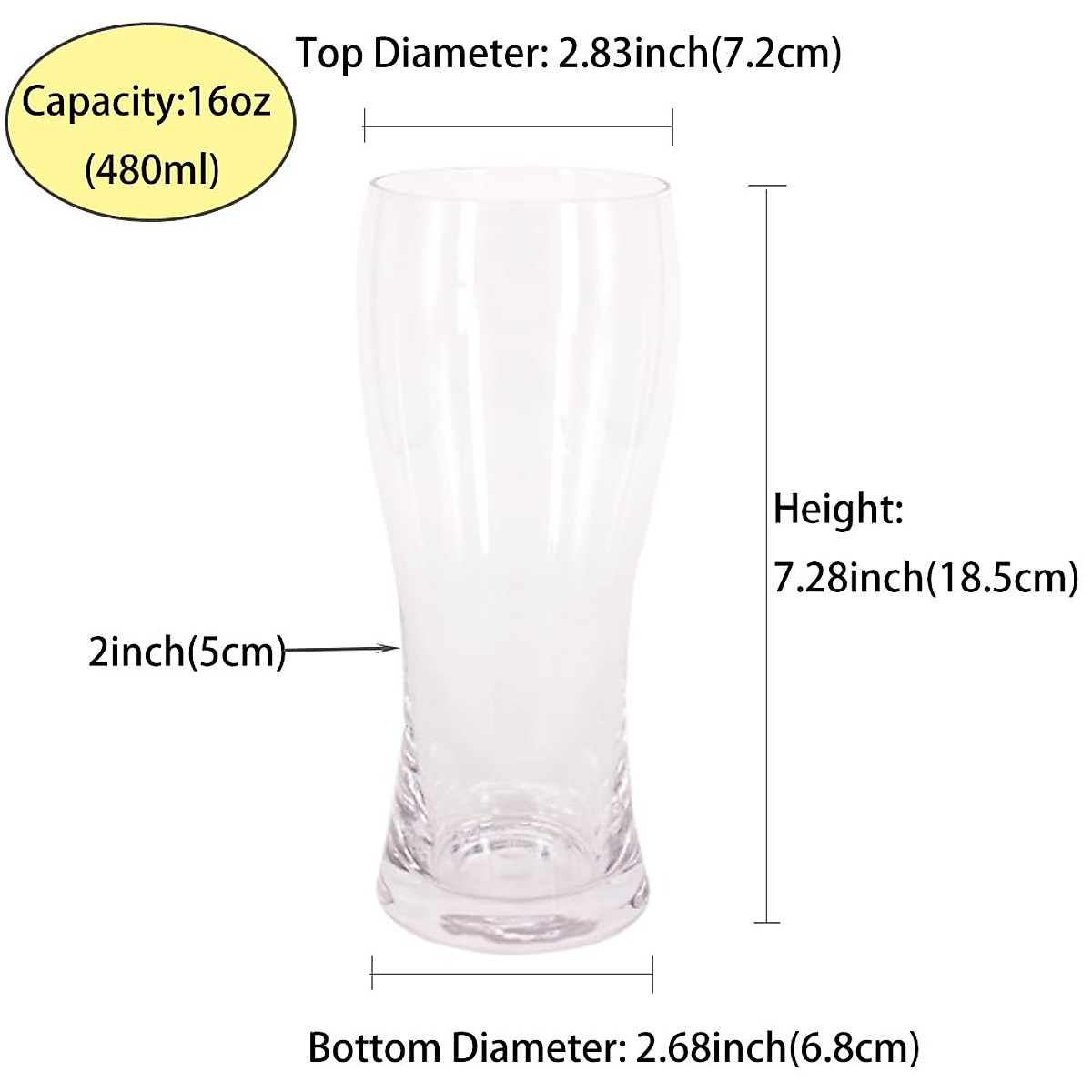 BPFY 6 Pack 16oz Pilsner Beer Glasses, Bar Glassware, Drinking Glasses for Home Kitchen Entertainment