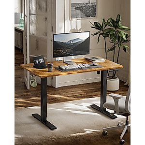 Marsail Electric Standing Desk with LED Lights, 48x24 Inch Adjustable Height Sit Stand up Desk for Home Office Furniture Computer Desk with 3 Memory Presets, Headphone Hook