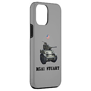 iPhone 12 Pro Max M5A1 Stuart, USA Light Tank WW2 Military Machinery Case