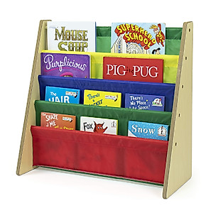 Humble Crew Kids 2-in-1 Plastic Building Blocks Activity Table and 2 Chairs Set + Kids Book Rack Storage Bookshelf, 4 Tiers