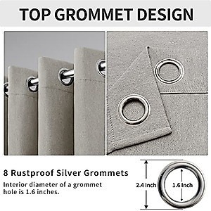 Easy-Going Luxury Double Linen Blackout Curtain 84 Inch Length Grommet Window Curtain Drapes for Bedroom, Living Room Thermal Insulated Room Darkening (Set of 2 Panels, Natural)