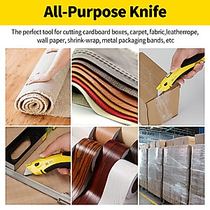 BOSI TOOLS Heavy Duty Utility Knife Retractable Box Cutter SK5 Stainless Steel Blade Quik Change Blade Storage Design 3 Spare Blades