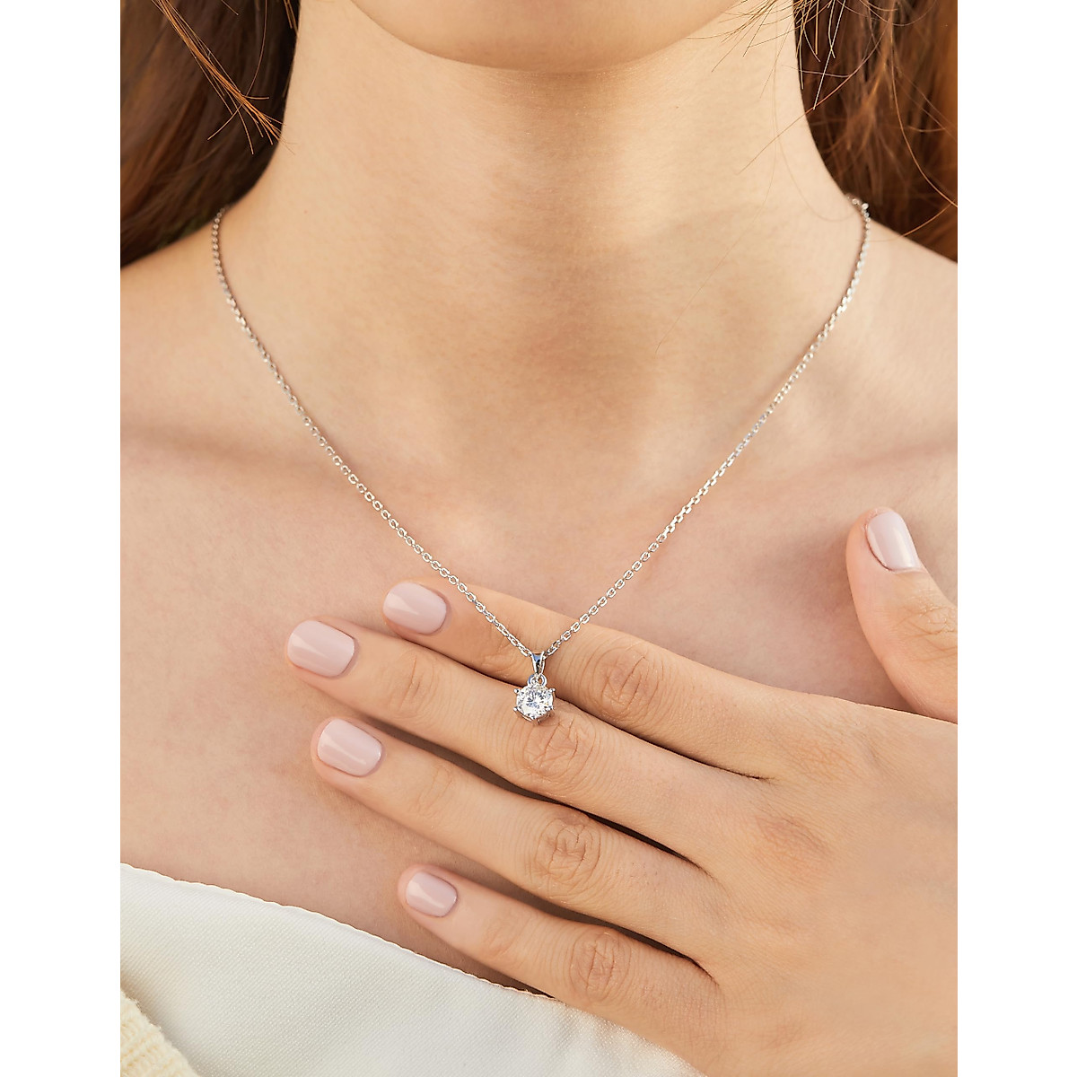 MomentWish Simple Necklace for Women, Birthday Gifts for Her, 1Carat Moissanite Necklace 925 Sterling Silver Solitaire Necklace, Mother's Day Holiday Valentine's Day Gift