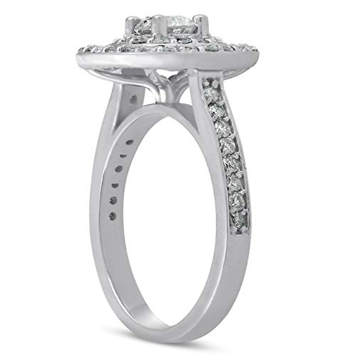 1 1/2ct Double Cushion Halo Real Diamond Engagement Wedding Ring Set White Gold - Size 8.5
