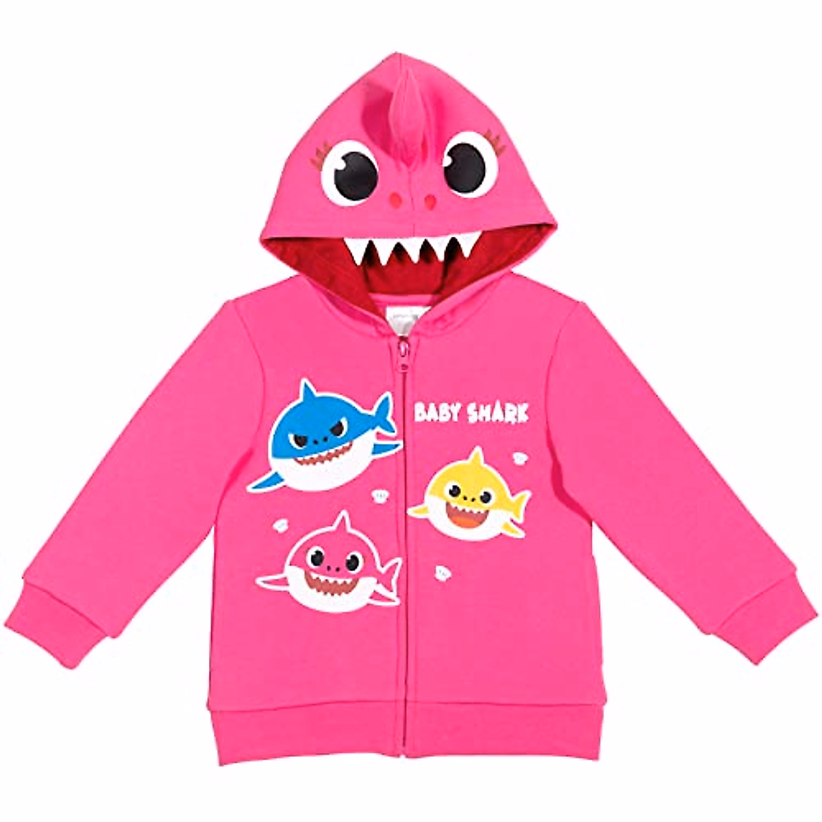 Pinkfong Baby Shark Little Boy Girl Kids Zip Up Cosplay Hoodie 6-6X Pink