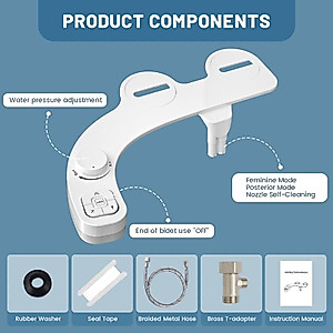 FANCUF Non-Electric Bidet - Self Cleaning Nozzle Fresh Water Bidet Toilet Seat Attachment, Uniform size, lingsad-0236