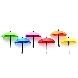 Tuimiyisou Hanging Hook Wall Hook Self-Adhesive Umbrella Shape Multifunctional Decoration for Key Holder Hanger Random Color