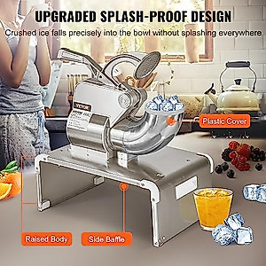 VEVOR 110V Commercial Snow Cone Machine, Production: 500Lbs/hr, Sliver