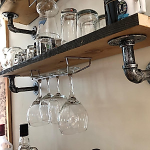 RedDreamer 14-Inch Wine Glass Rack, Under Cabinet Wine Glass Holder Stainless Steel Chrome Finish Stemware Rack - Hanging Stemware Holder for Cabinet Kitchen Bar, Set of 2