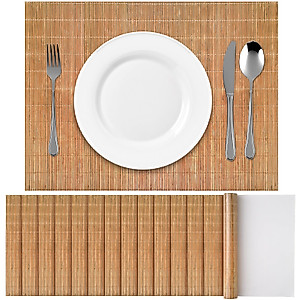 50 Pcs Disposable Bamboo Paper Placemats 12 x 16 Inch Farmhouse Table Mat Natural Brown Sushi Rolling Place Mat Rectangle Mat for Table Dining Kitchen