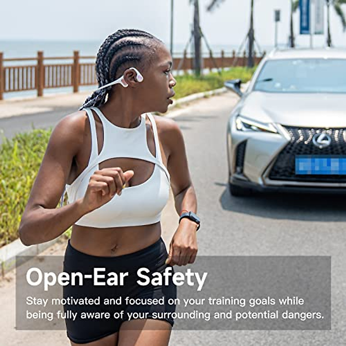 mojawa Bone Conduction Headphones, MOJO2 Open Ear Wireless Bluetooth Headphones, Sports Headset with Deep Bass and Secure Fit, IP67 Waterproof, 26g, 8H Playtime for Running Cycling Workouts, Black
